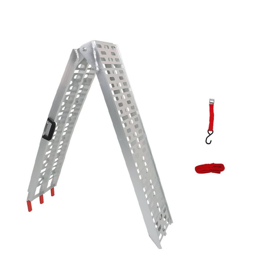 1x 750Lbs 7.5 Feet Aluminum Folding Loading Ramp Kit Motorcycle Arched ...