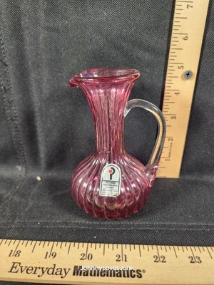 Vintage Pilgrim Glass Cranberry Mini Pitcher OG Label | eBay