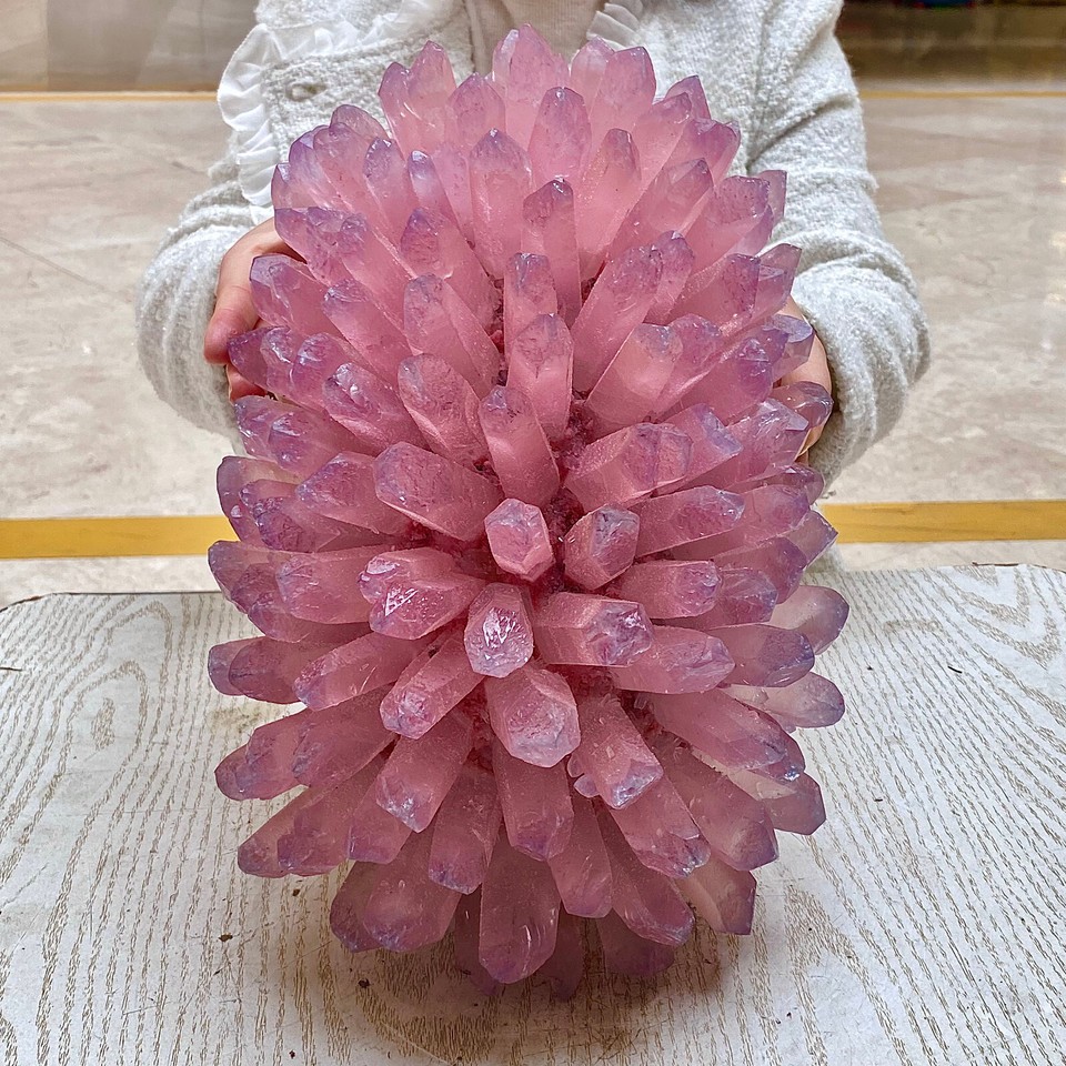 28.68LB High quality pink cluster flower phantom quartz crystal cluster ...