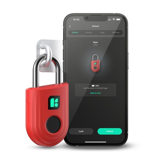 Padlock Lite Red Keyless Fingerprint Padlock with Mobile App (iOS ...