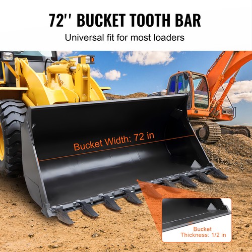 VEVOR Bucket Tooth Bar 72'' Tractor Bucket 9 Teeth Bar 4560 lbs Load ...