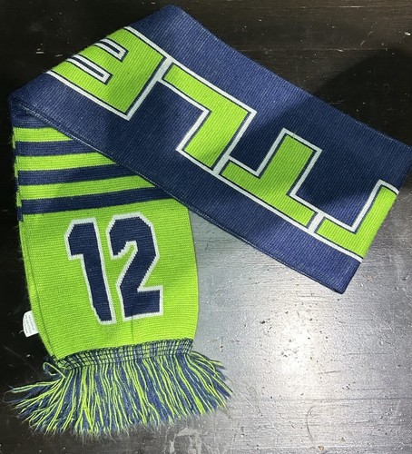 Seattle Seahawks Scarf Men's One Size Two Sides Blue Or Green NFL ...