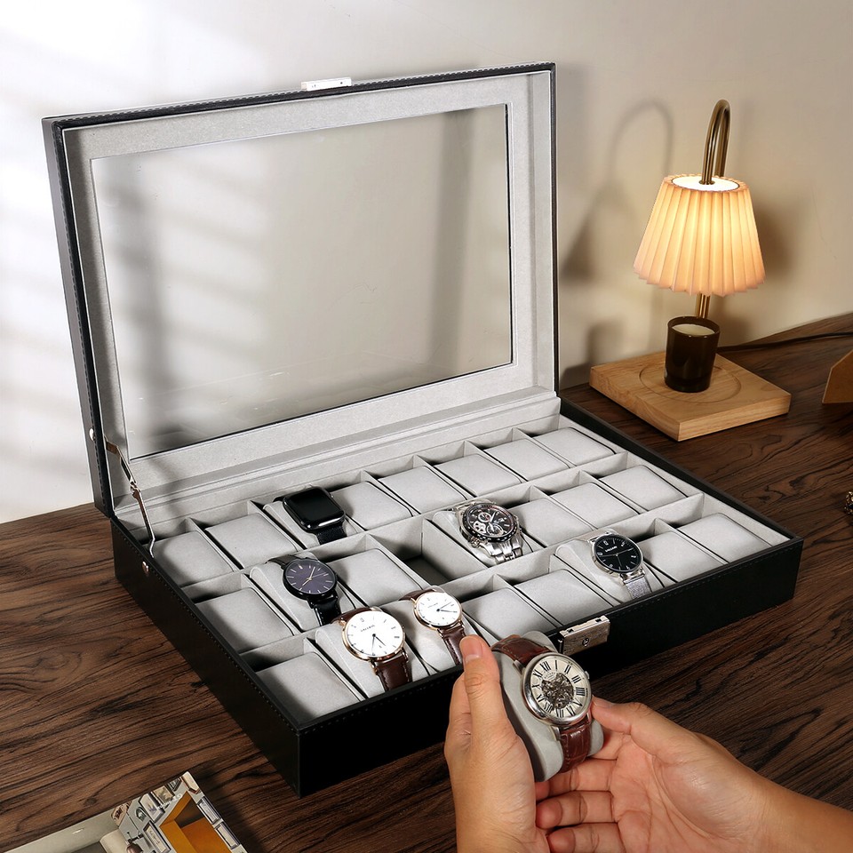 Uten 24 Slots Watch Box Watch Case Organizer Jewelry Storage w/ Large ...