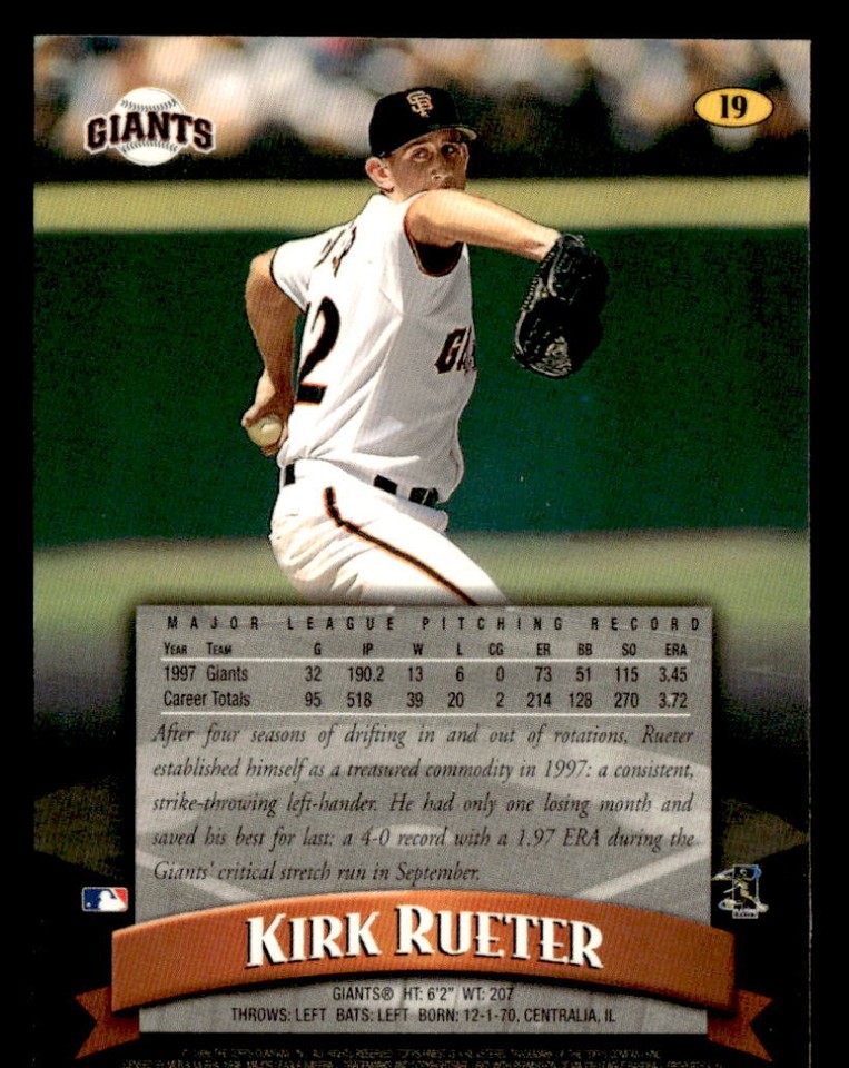 Kirk Rueter 1998 Finest Card #19 San Francisco Giants | eBay