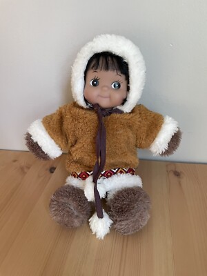 Kipmik Eskimo Baby Doll Brown Fur Plush Alaska 10” Northern Neighbors ...