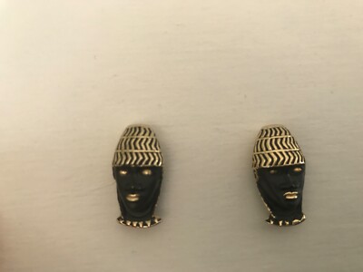 vintage SWANK royal African Egyptian Nubian BLACK HEAD MASK CUFFLINKS ...