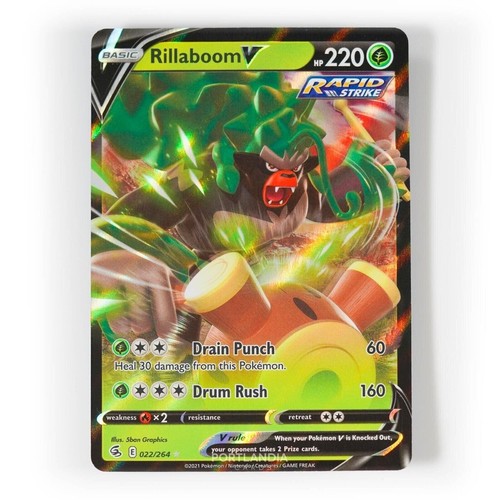 Pokemon - Rillaboom V - 022/264 - SWSH Fusion Strike - Half Art Card | eBay