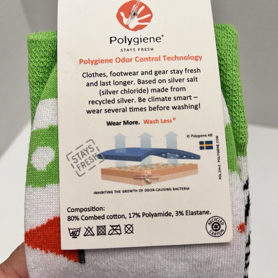 Men Crew Socks One Size Fits Most White Golf Polygiene Odor Control ...