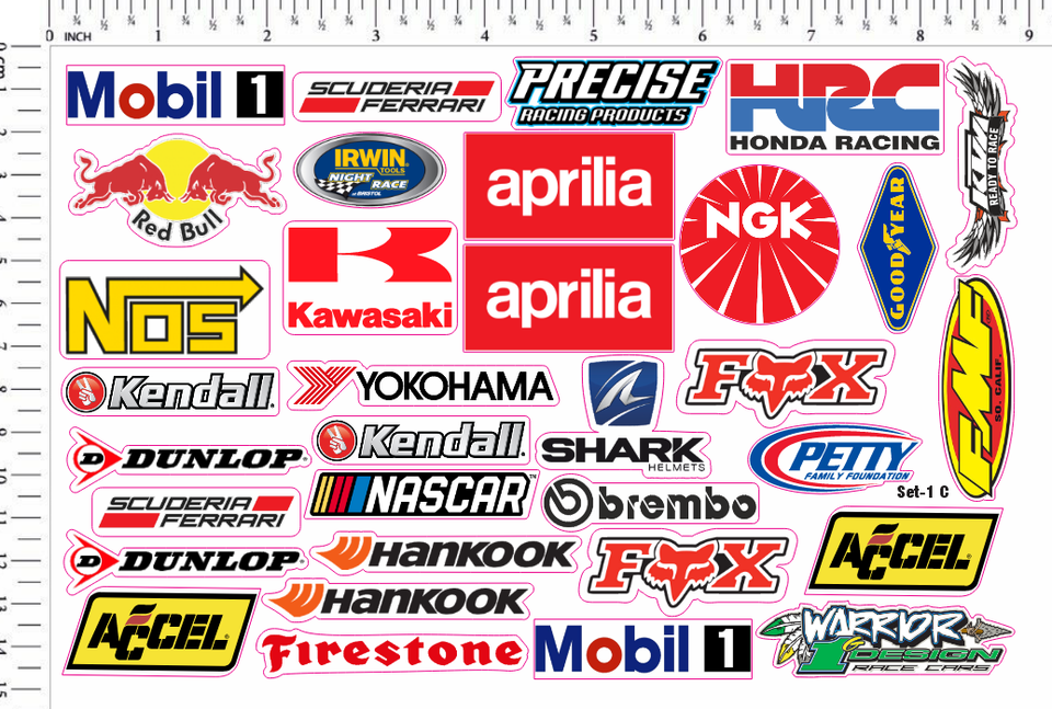 100 + 1 PAGE Racing Decals Stickers Drag Race Nascar High Quality Vinyl ...