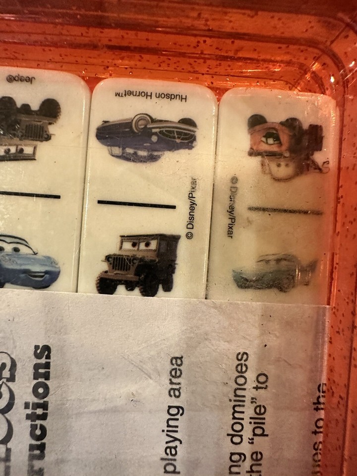 DISNEY PIXAR CARS 28 Plastic Dominoes Plastic Box Pre-Owned 2009 ...