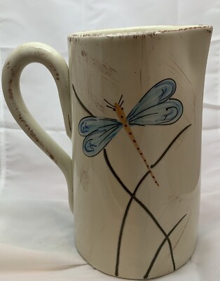 Dragonfly pitcher Hand painted Italy Cardinal Inc 7.5 In Tall And 4 In ...
