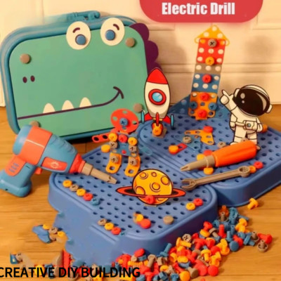Kids Creativity Tool Box, Creative Puzzle Toy with Electric Drill Screw ...