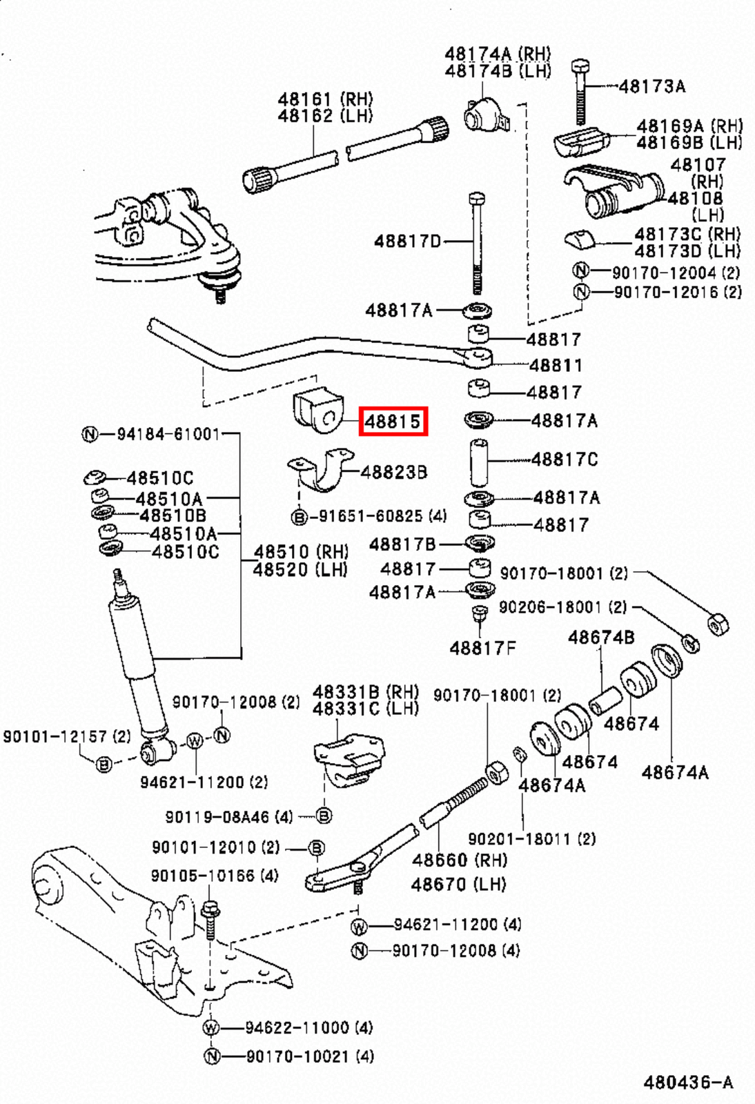 Genuine Hiace YH73 YH63 YH61 YH53 YH51 LH71 Front Stabilizer Sway Bar D ...