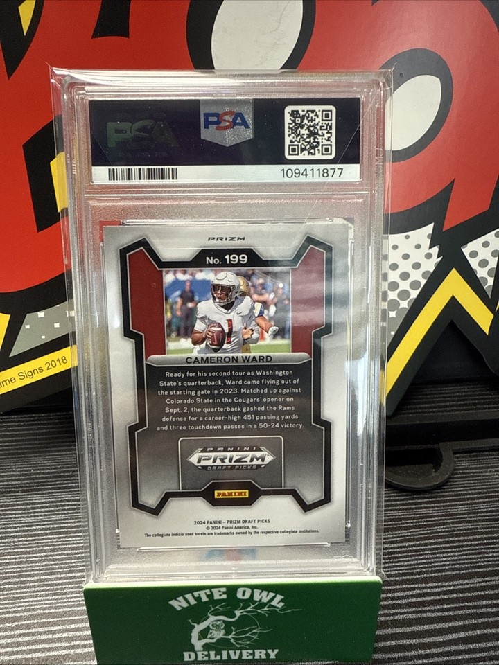 PSA 10 CAM WARD RED ICE Prizm 2024 PANINI PRIZM DRAFT PICKS Rookie #199 ...