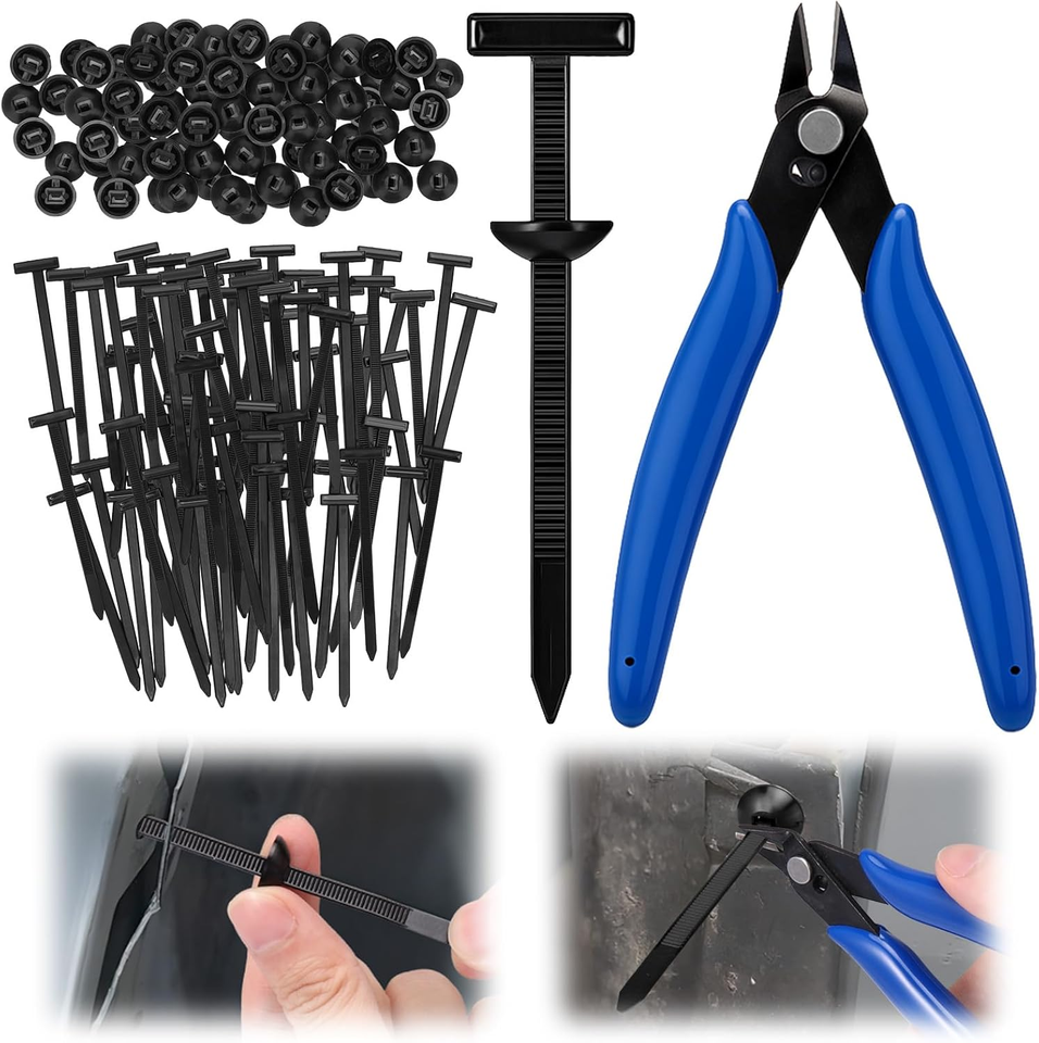 100 Pcs Nylon Cable Tie Buckles with Cutter Auto Zip Tie Clips for Car ...