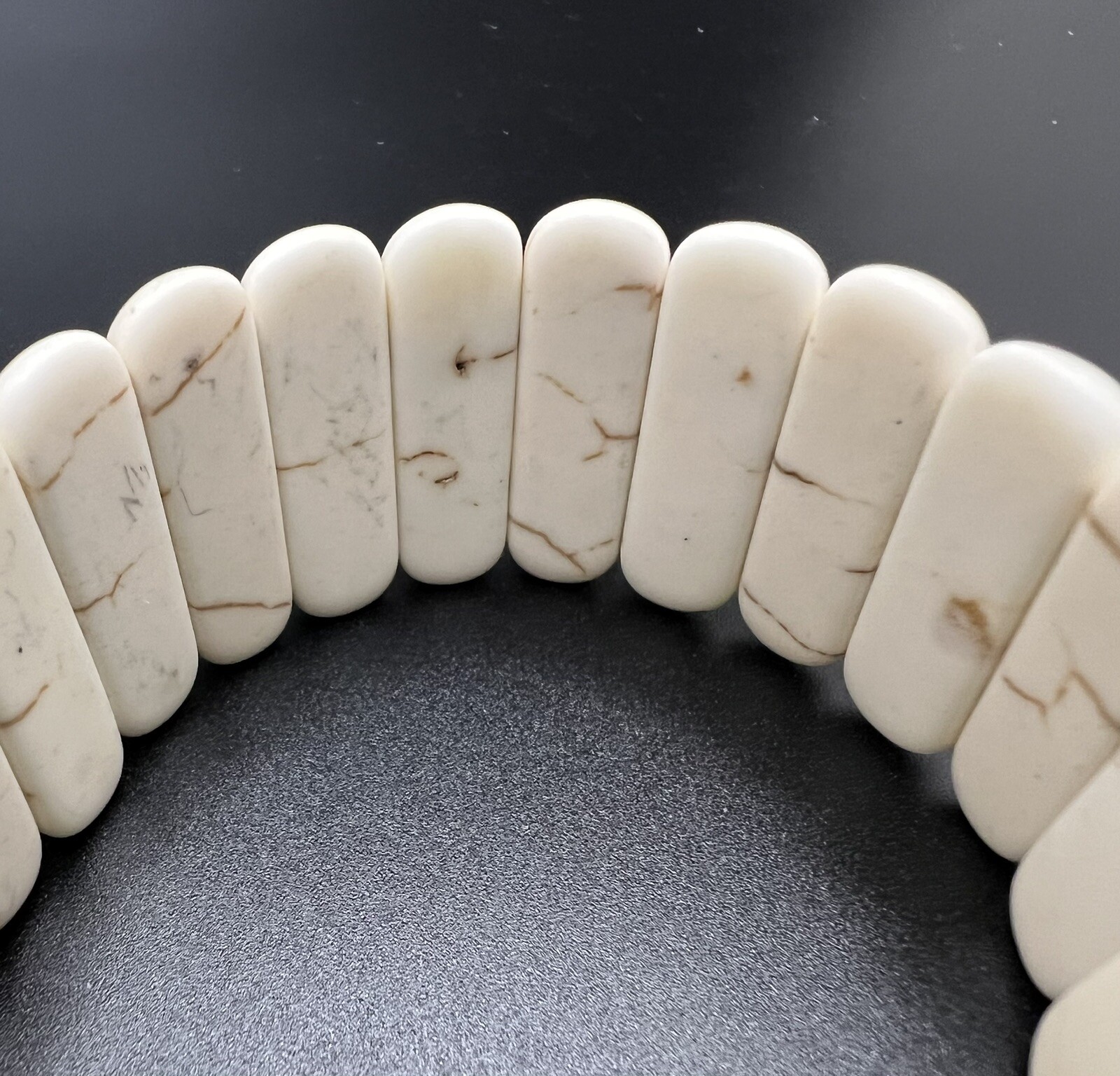 Natural Stone Stretch Panel Bracelet Creamy White with Brown Marbeling. | eBay