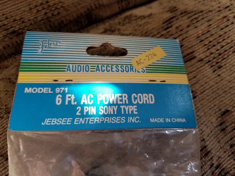 2 Prong 2 Pin DOUBLE KEY SLOT AC POWER CORD CABLE PANASONIC TECHNICS ...