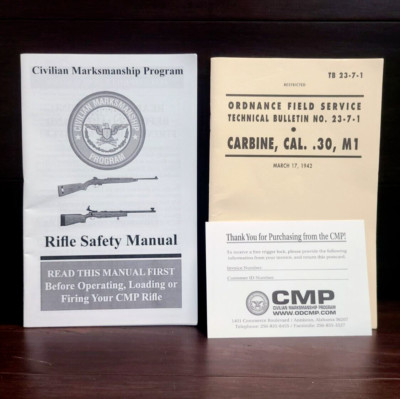 CMP Rifle Safety Manual & M1 Carbine Technical Bulletin Field Service ...
