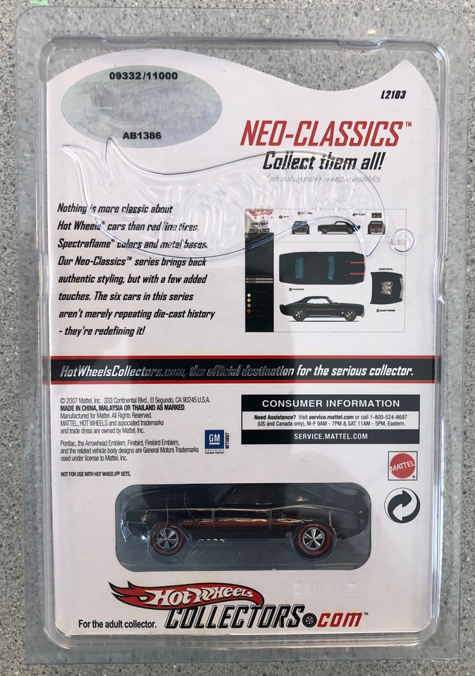 Hot Wheels RLC Custom Pontiac Firebird Neo-Classics Series 6 Redline ...