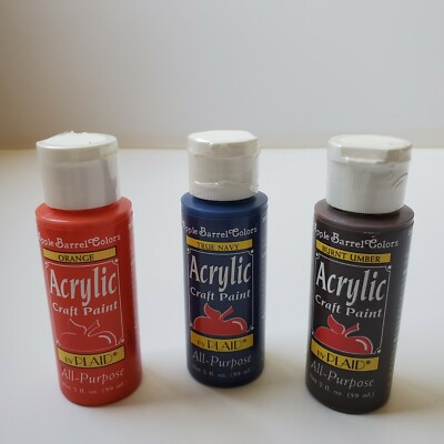 Lot Of 3 Apple Barrel All-Purpose Acrylic Paint Orange, True Navy ...