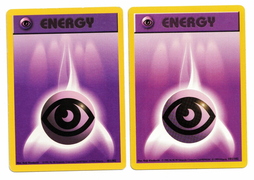Pokemon Cards (x2): Psychic Energy SHADOWLESS & SHADOW 101/102 Base Set ...