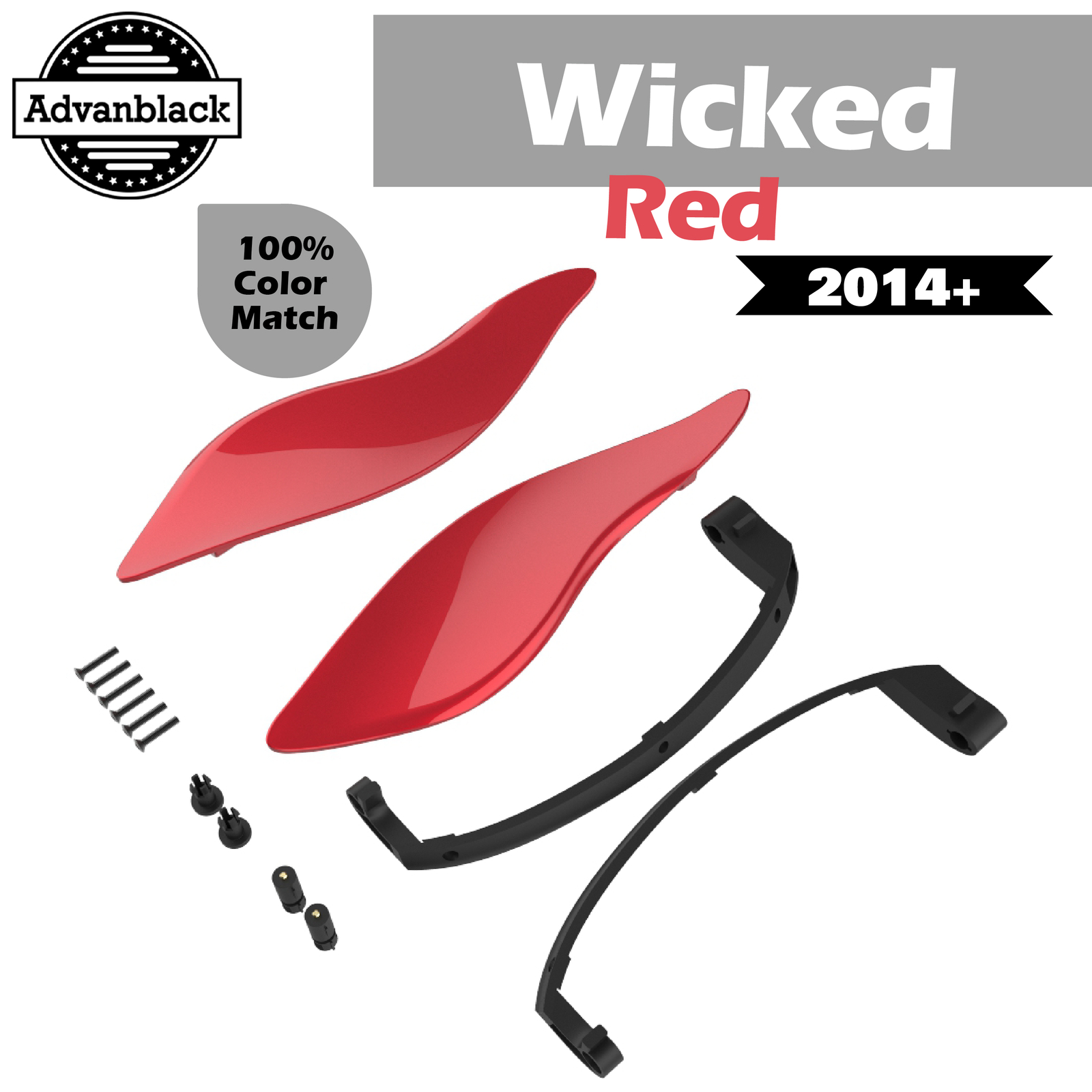 Fits Harley 14+ WICKED RED Air Deflectors Batwing Fairing Deflectors ...