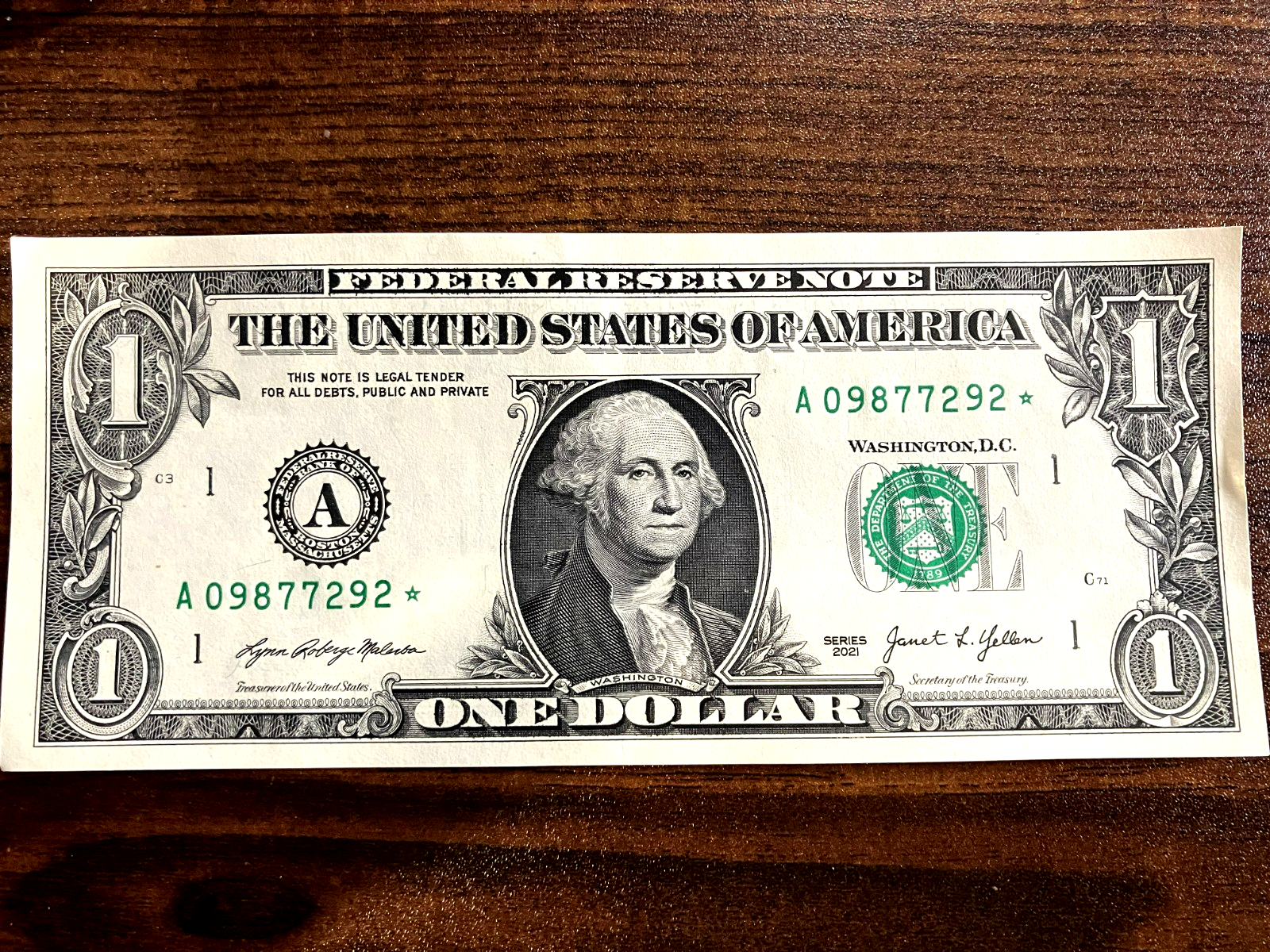Star Dollar Fancy Serial Number A 09877292* | eBay