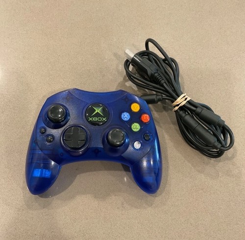 Original Xbox OEM S Type Clear Blue Controller with Breakaway Cable ...