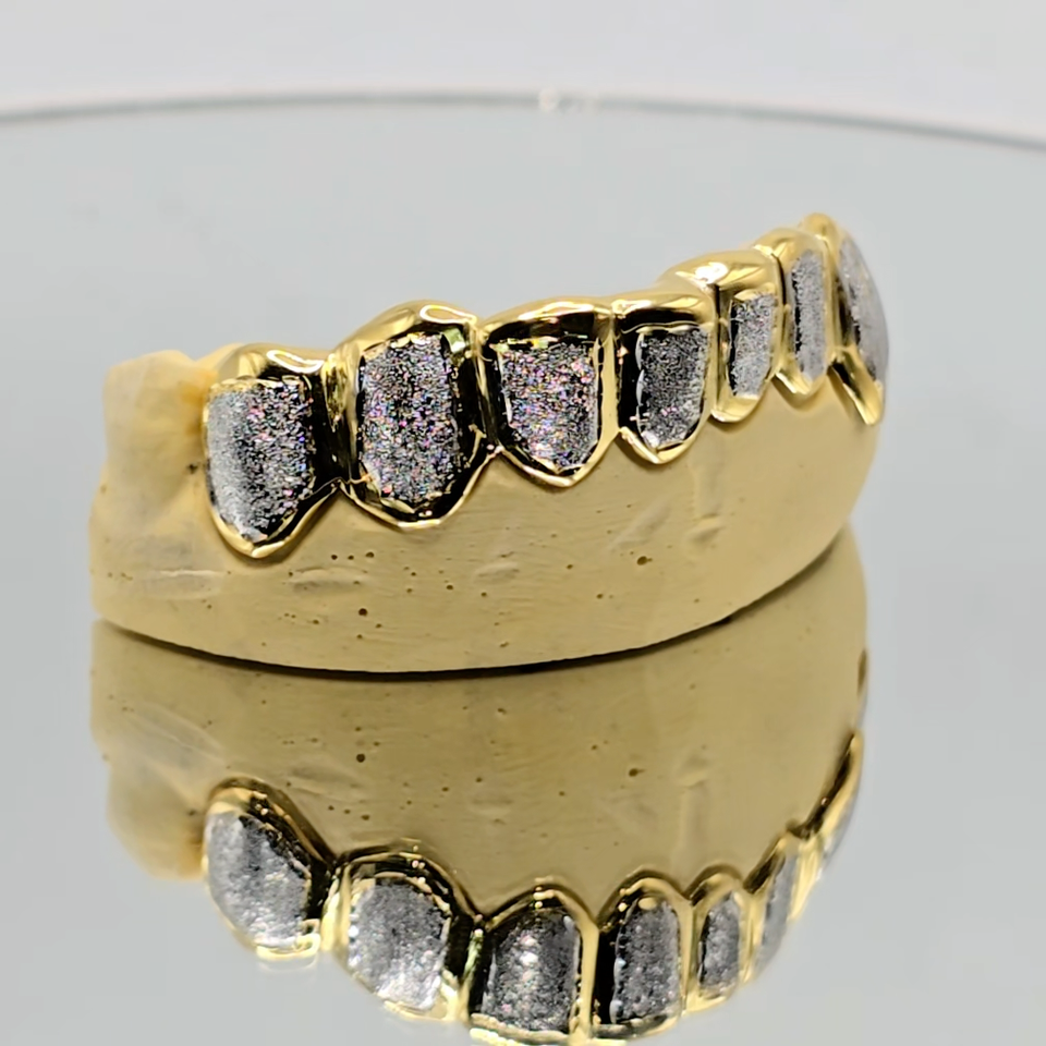 Custom Fit TWO TONES Diamond Dust Grillz (925 Sterling SILVER/Free Mold ...