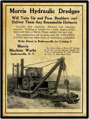 1913 Morris Machine Works Dredge NEW Metal Sign - 24"x30" USA STEEL XL ...