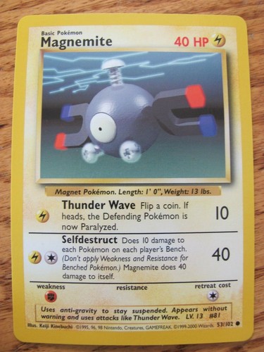MAGNEMITE 53/102 BASE SET POKEMON TRADING CARD - NEVER PLAYED | eBay