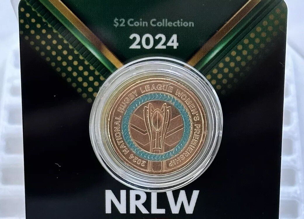 2024 NRL and NRLW $2 coloured Two coins - In Keepsake Collectable ...