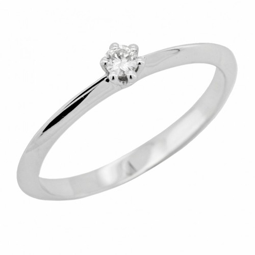 Solitaire Ring 6GV Diamond CT 0,07 F Vs White Gold 750 18 Carats 1,96 ...