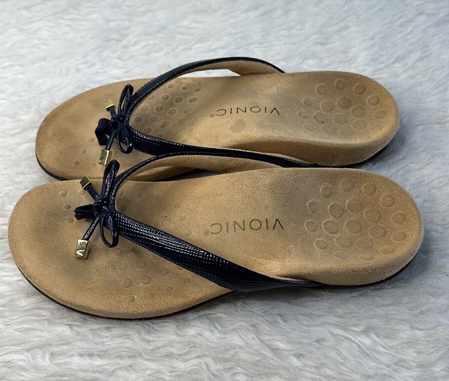 Vionic Women's Rest Bella Toe Post Sandal, Navy Blue Woven, 8M US | eBay