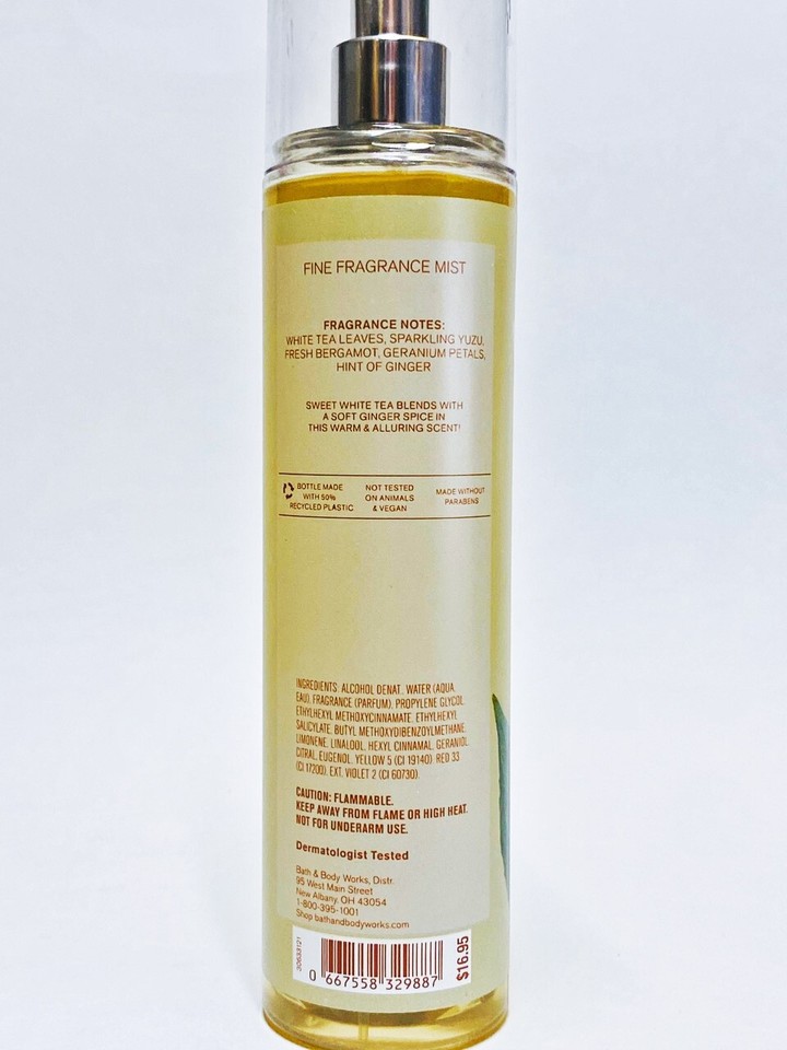 5 Bath & Body Works WHITE TEA GINGER Fine Fragrance Mist Body Spray 8 ...