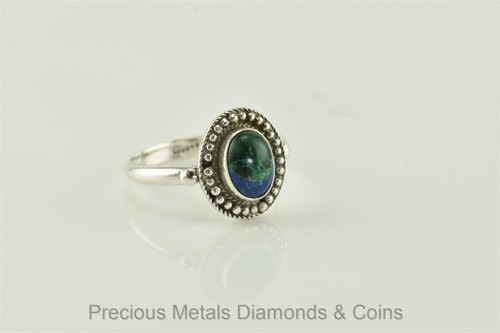 Sterling Silver Oval Azurite Beaded Solitaire Ring 925 FAS Sz: 6.5 | eBay