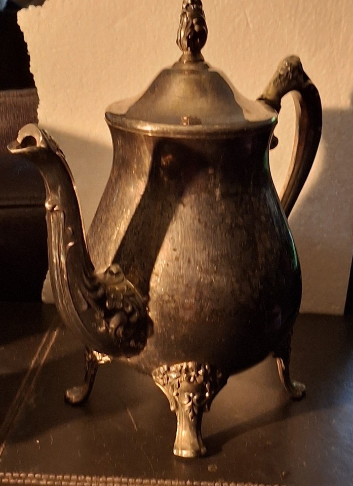 Vintage Highly Decorated Silver Plated 4 Legged Coffee Pot 22 cms Tall ...
