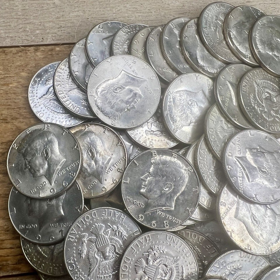 200x 40% Silver United States Kennedy AU Half Dollar Coins, UNDER MELT ...