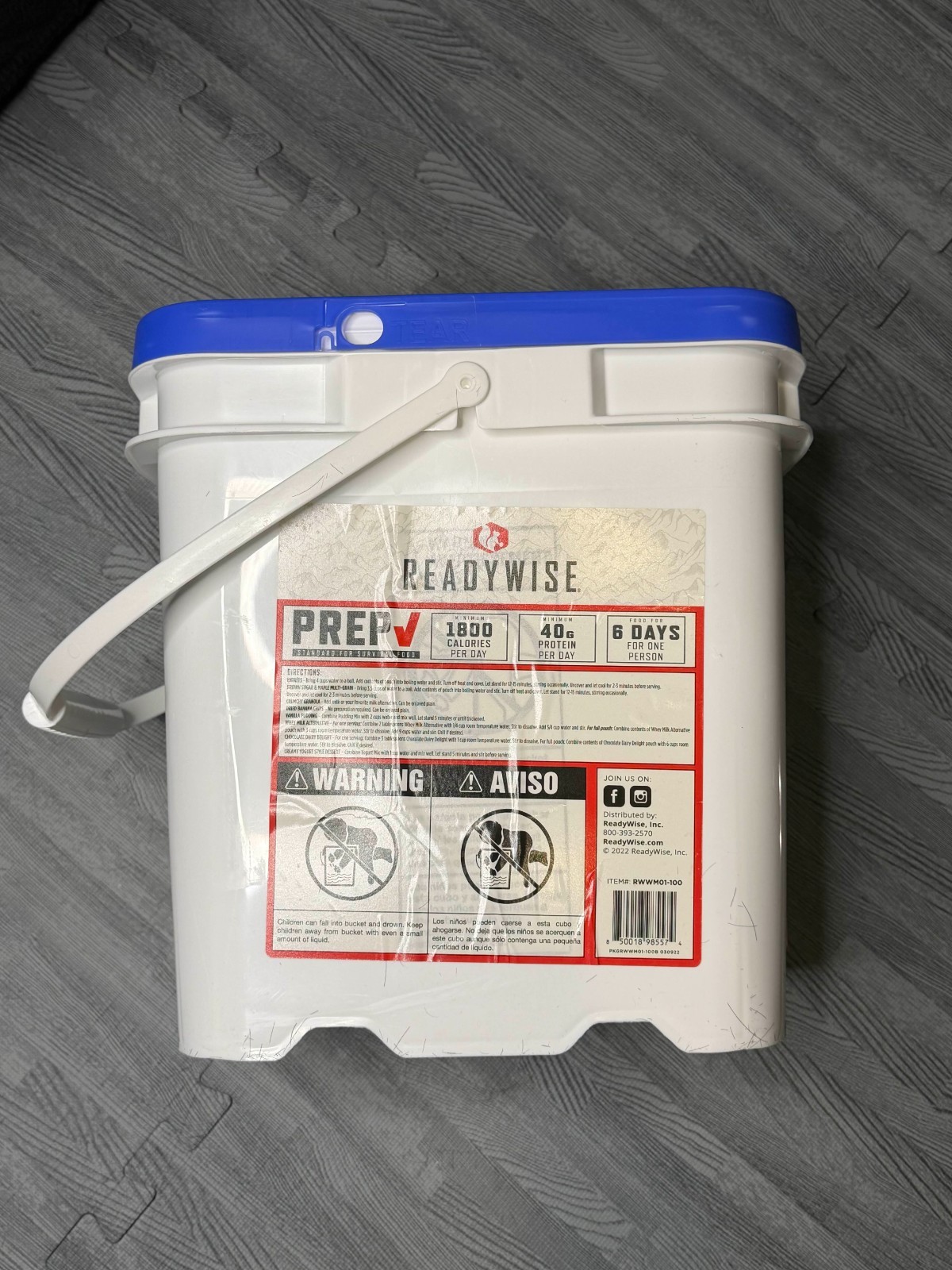 ReadyWise Emergency Food Supply 100Serving Bucket | 25 Year Shelf Life ...