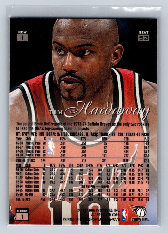 Tim Hardaway 1996-97 Flair Showcase Flair Showcase Row 1 (Grace) Miami ...