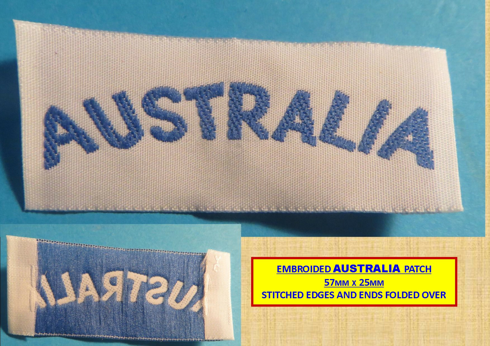 AUSTRALIA EMBROIDED ENSIGNIA PATCH 57MM X 25MM STITCHED EDGES AND ENDS ...
