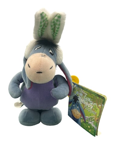 Disney Store Pooh's Eeyore Happy Hopper 8" Stuffed Plush Wind-up Easter ...