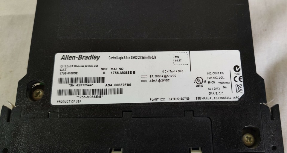 Allen-Bradley 1756-M08SE ControlLogix 8 Axis SERCOS Servo Module ...