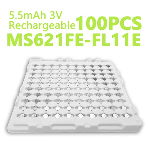 100 PCS 3V 5.5mAh Rechargeable MS621FE FL11E Battery Coin Button Cell ...