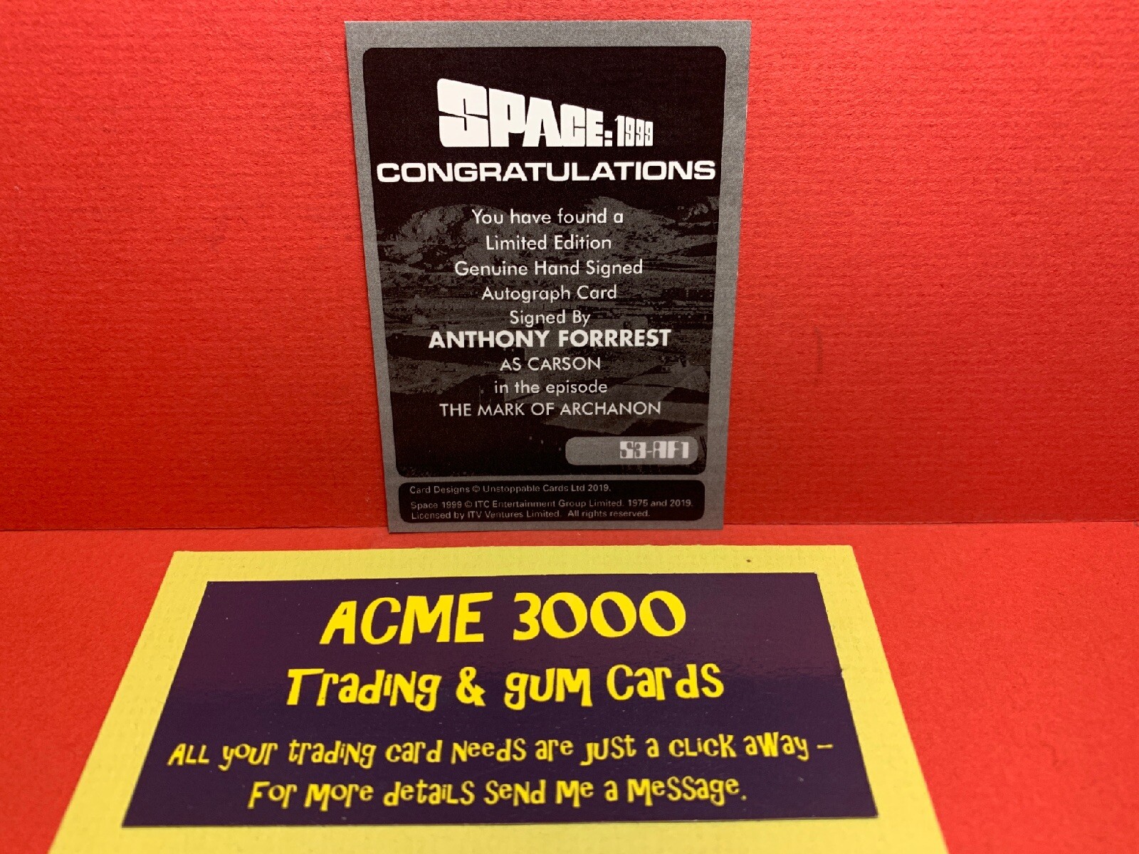 Unstoppable Space 1999 Series 3 Autograph CASE Card ANTHONY FORREST S3 ...