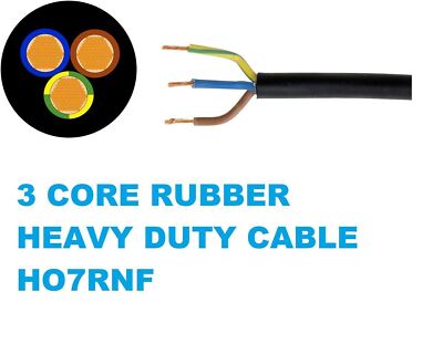 Tough Rubber flex Cable 4mm Black HO7RNF 3 Core Cooker Hob 32A 4.0mm ...