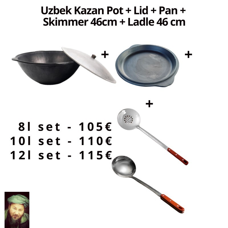 Uzbek Kazan Pot 12l. SET Kazan 12l, Aluminium Lid, Cast Iron Pan ...