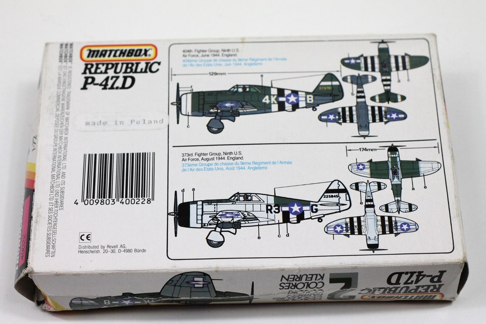 VINTAGE MATCHBOX REPUBLIC P-47D THUNDERBOLT 1:72 SCALE MODEL KIT SEALED ...