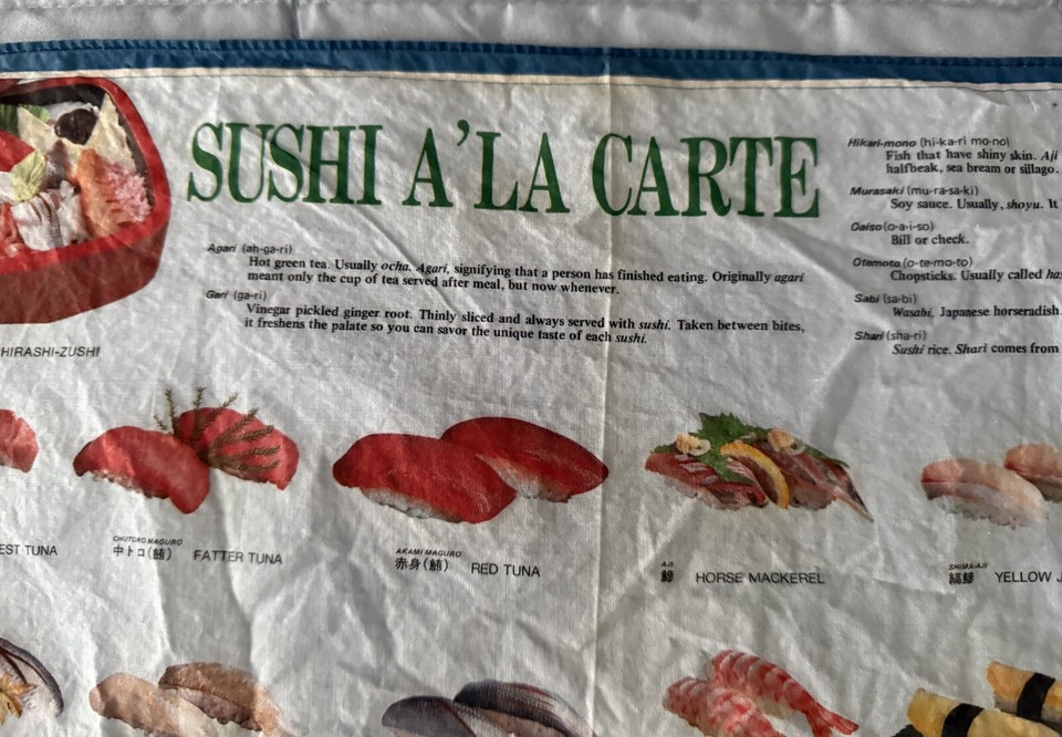 A Cloth Sushi A'La Carte Menu | eBay