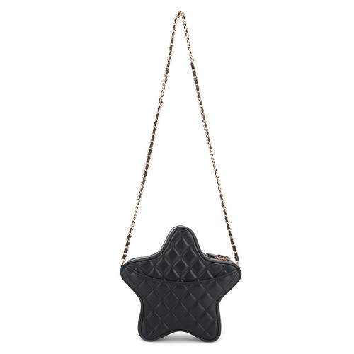 Quilted Lambskin Leather Star Shaped Purse w/ Chain Clutch Fashion ...